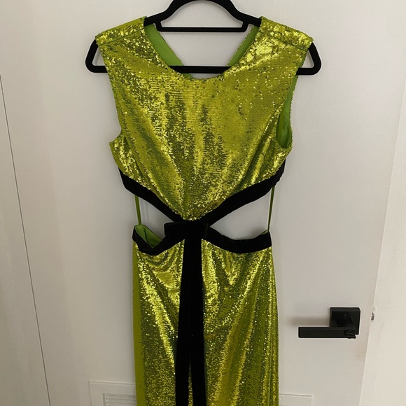 LBV | Dresses | Gorgeous Green Sequin Cutout Dress With Velvet Detail ...